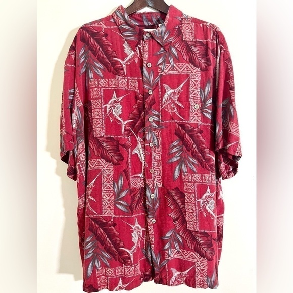 Caribbean | Shirts | Caribbean Mens Red Short Sleeve Hawaiian Button ...